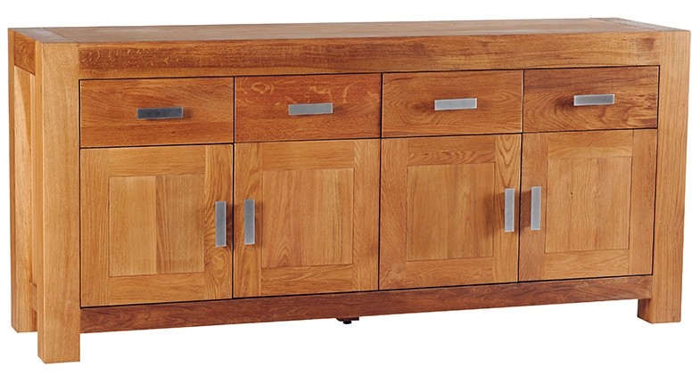 Bahut bas chêne huilé 4 portes 4 tiroirs 193x88x50cm DALLAS | Buffets ...