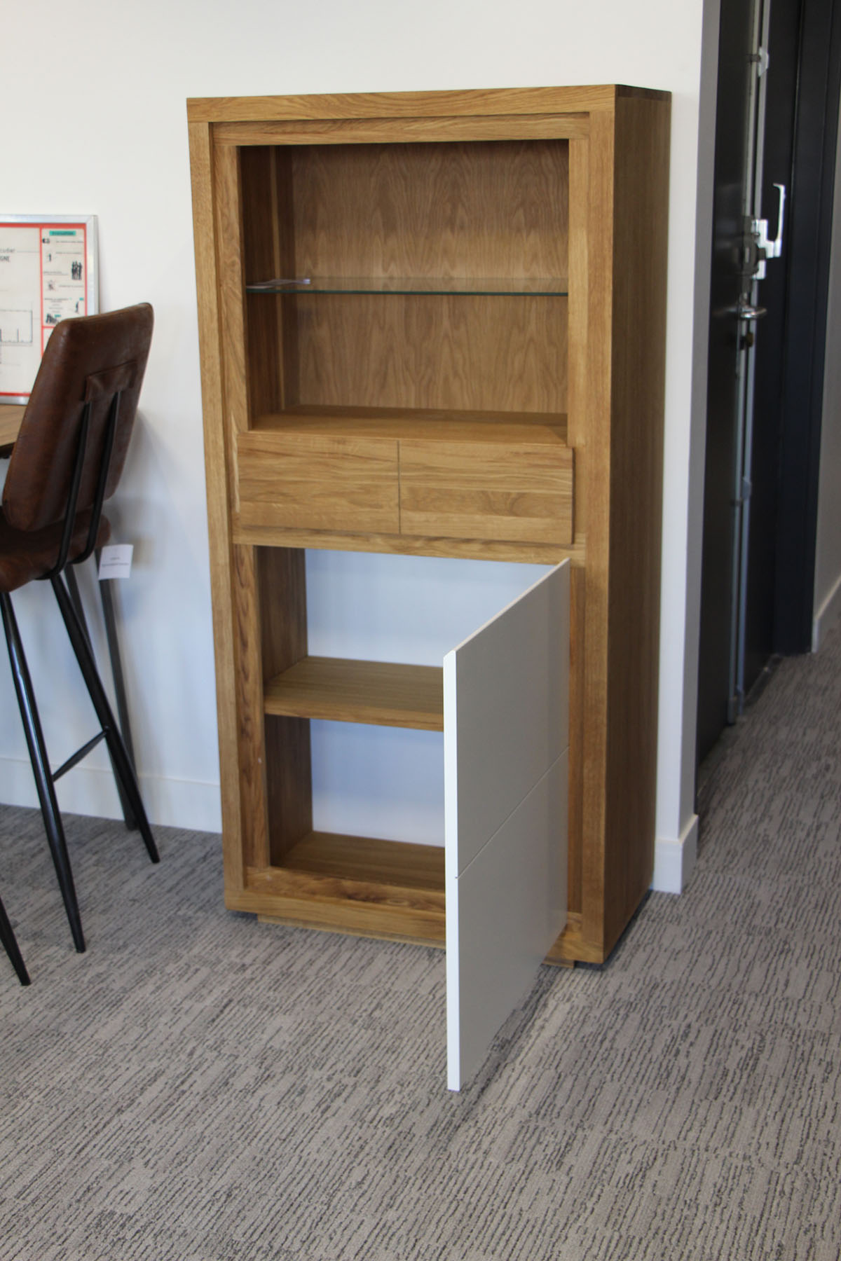 Buffet vitrine bois laque blanche MALMOE | Bibliothèques | Pier Import