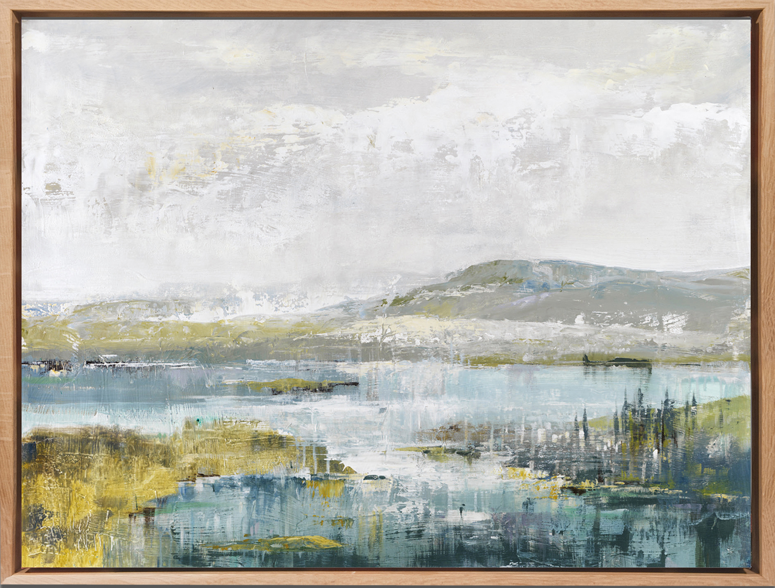 Tableau PAYSAGE Turquoise Caisse américaine en chêne 100x75cm ...