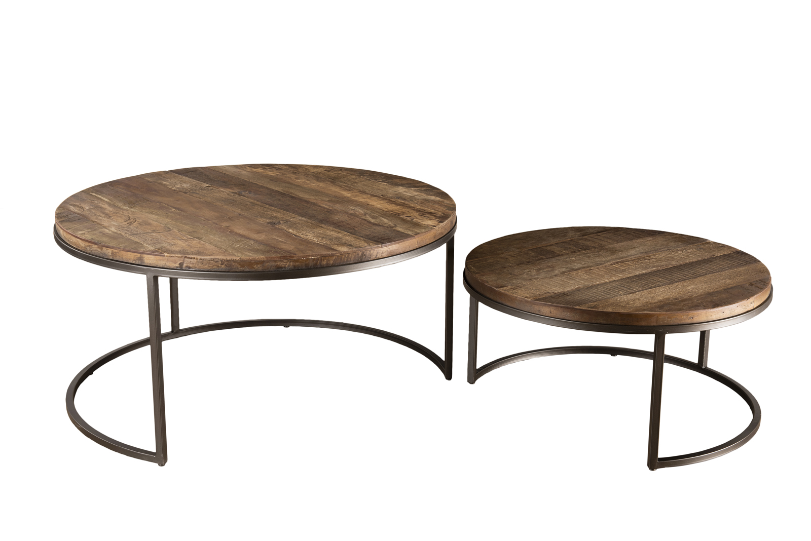 Table gigogne ronde teck recyclé (2 pièces) SWING | Tables basses ...