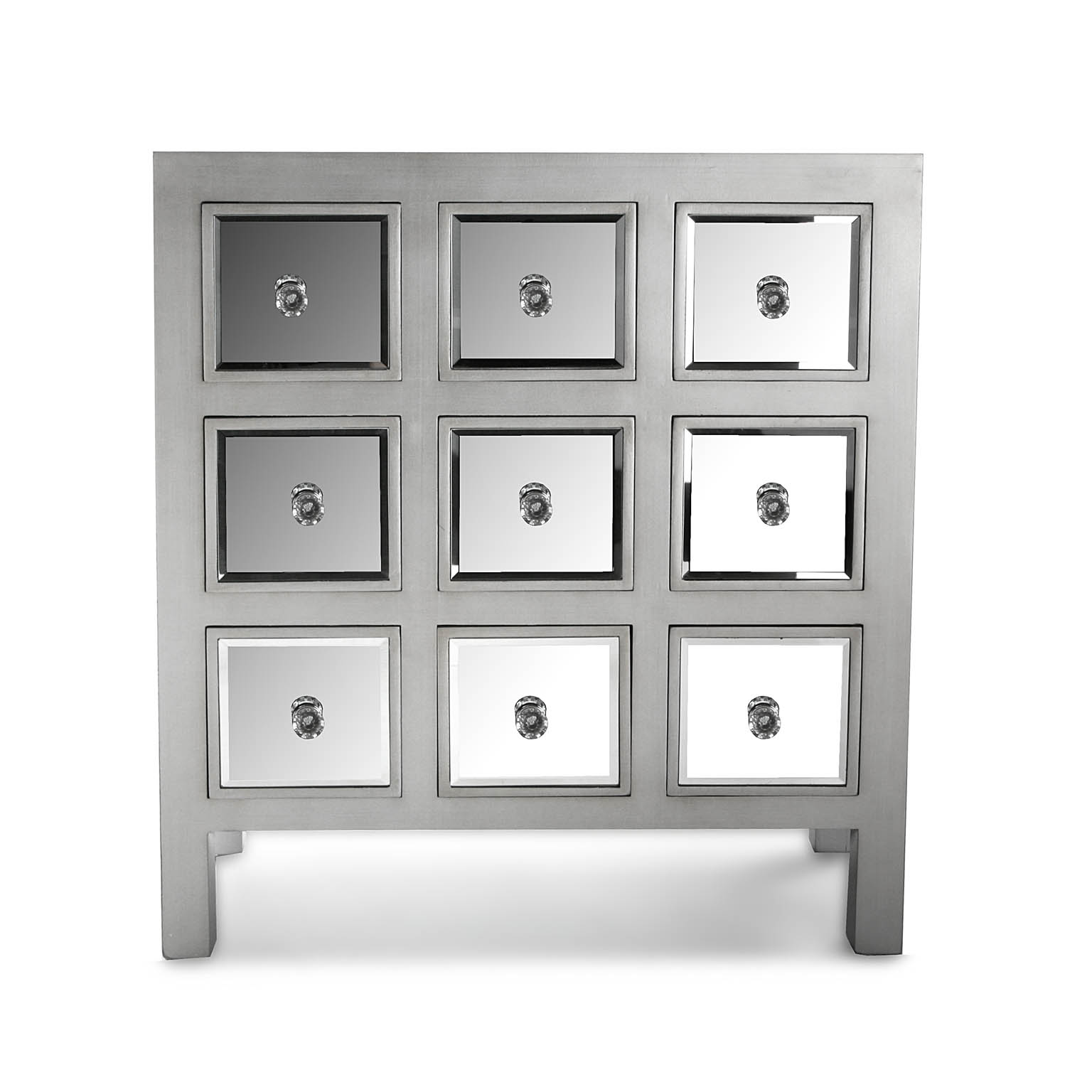 Commode Miroir 9 tiroirs en bois gris et miroirs 62x26x69cm ART DECO ...