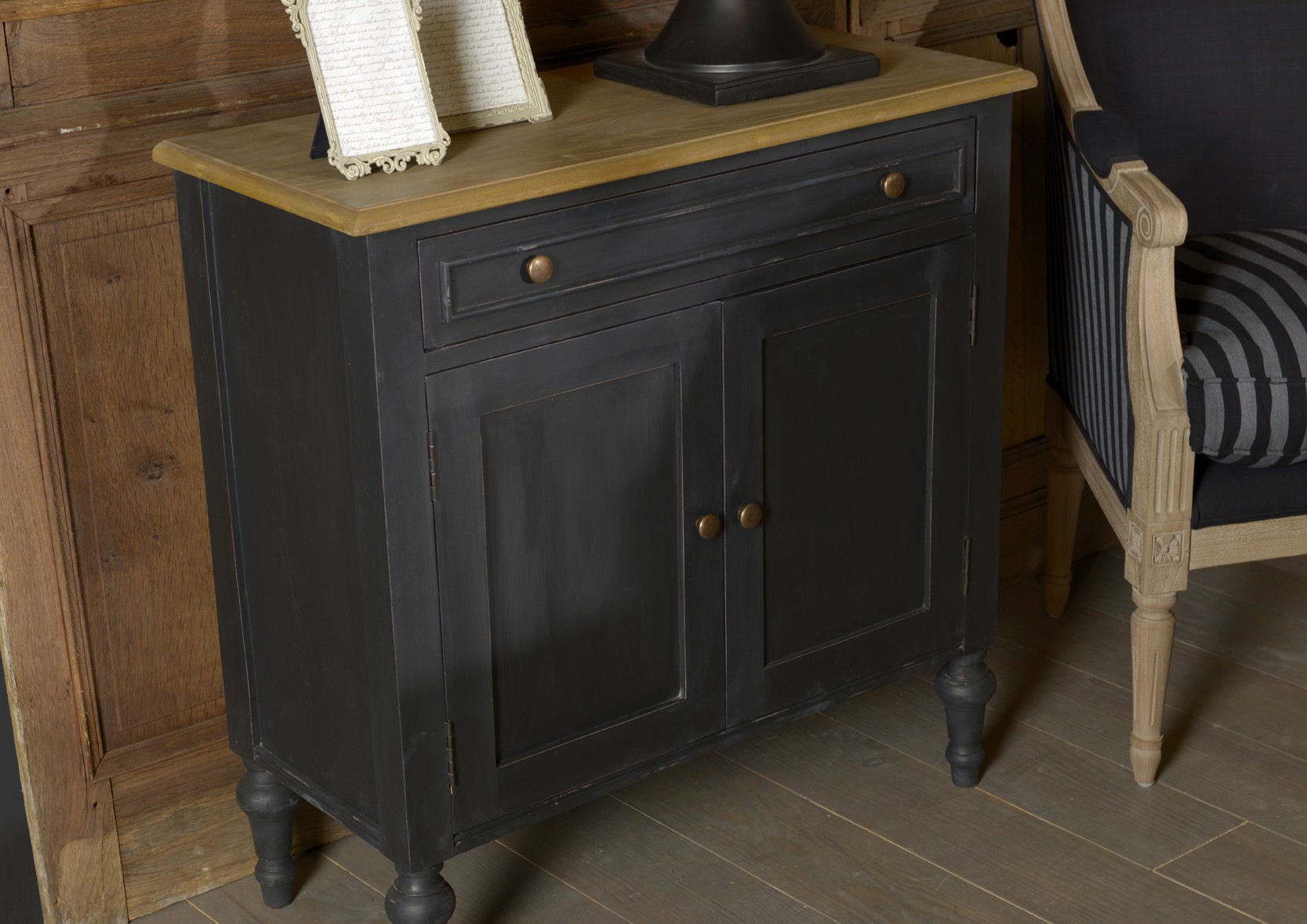 Buffet 2 portes noir style parisien en bois ancien NEW LEGENDE ...