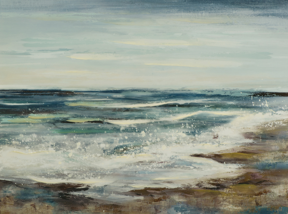 Tableau MARINE Mer agitée et Embruns tons bleus, beiges et blancs ...