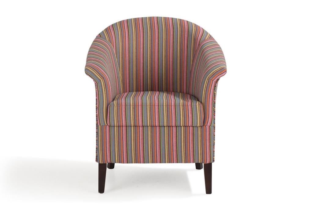 Fauteuil crapaud coton à rayures rose multicolor MIRA | Fauteuils ...