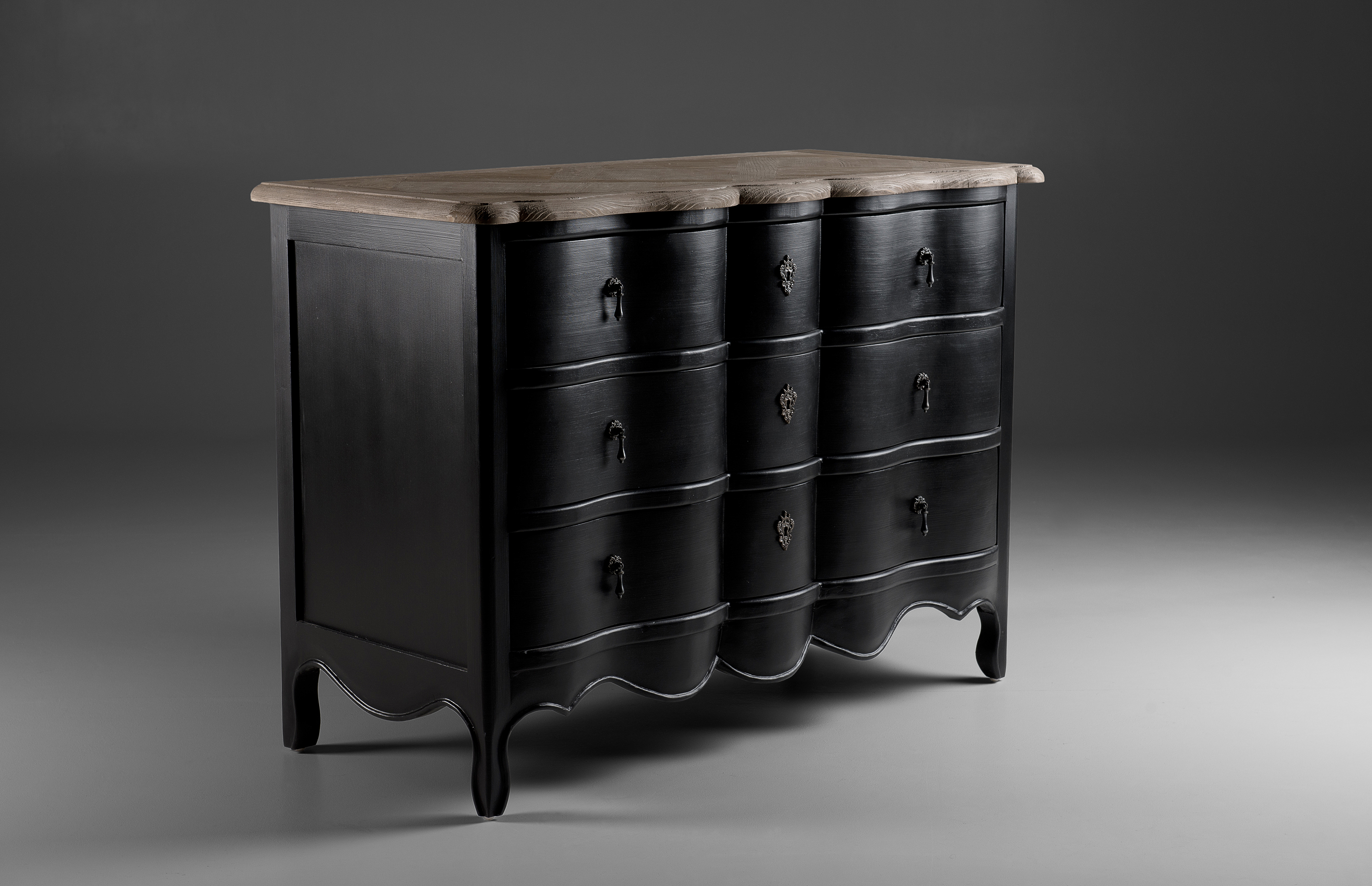 Commode noire romantique 3 tiroirs SALZBOURG | Commodes | Pier Import