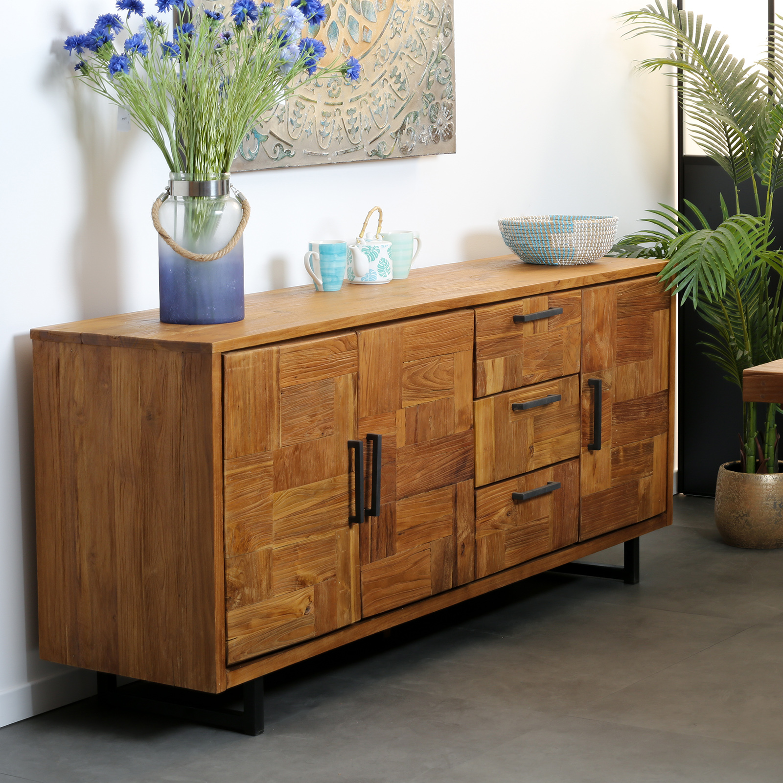 Buffet bas teck 3 portes 3 tiroirs BALI | Buffets / Bahuts | Pier Import