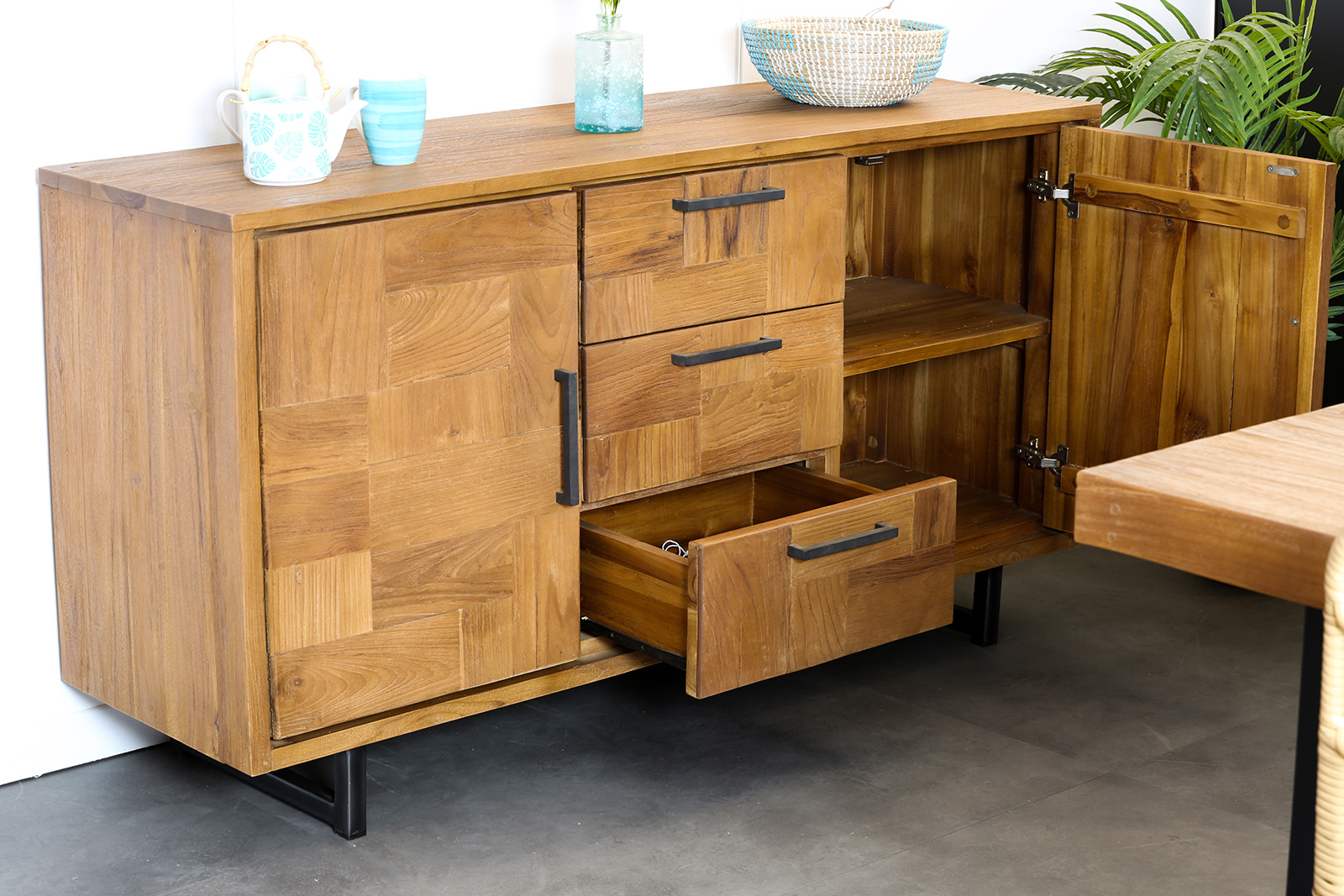 Buffet bas teck 2 portes 3 tiroirs BALI | Buffets / Bahuts | Pier Import