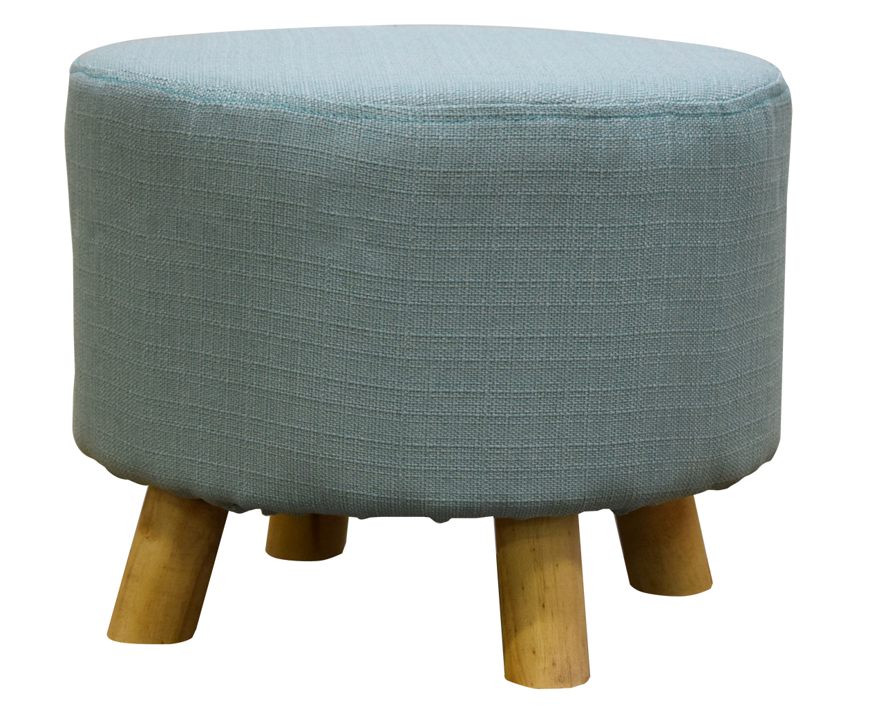 Pouf bleu clair rond tissu bois | Poufs | Pier Import