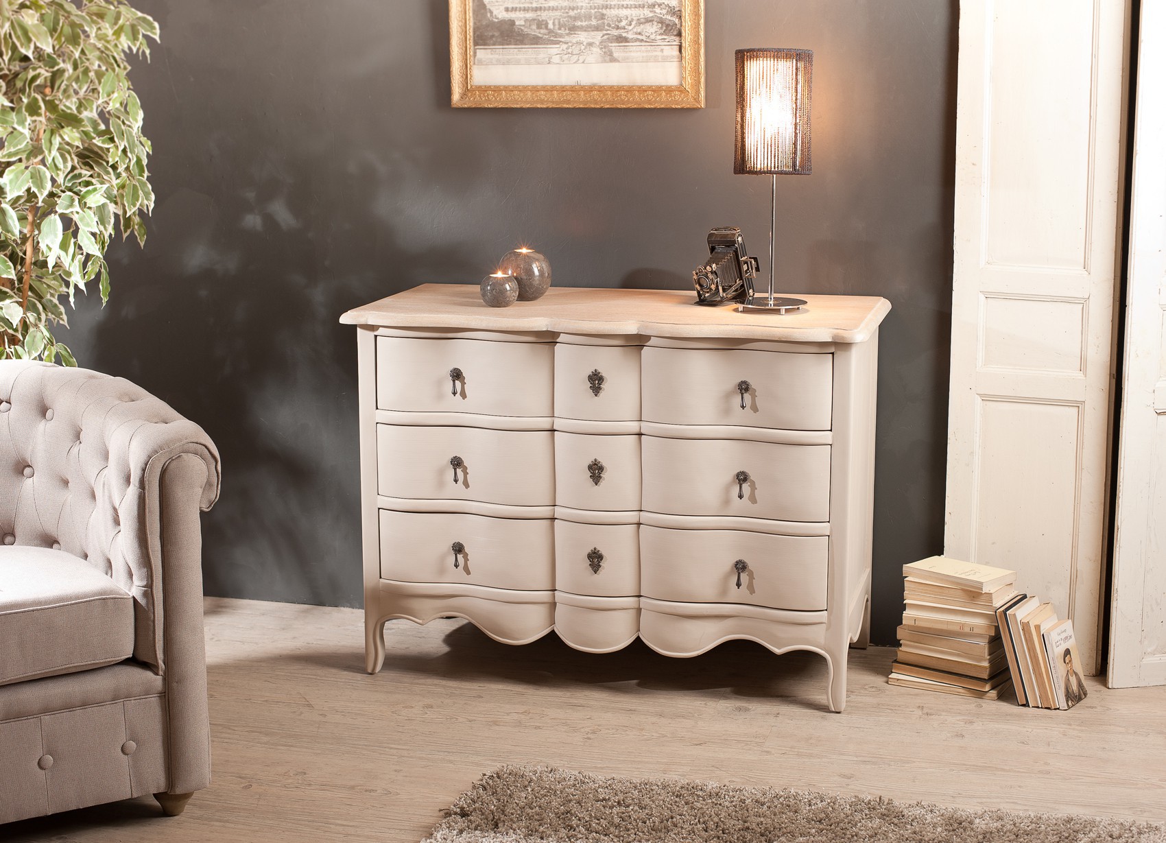 Commode Baroque beige Argile 3 tiroirs 110cm ODYSSEE | Commodes | Pier ...