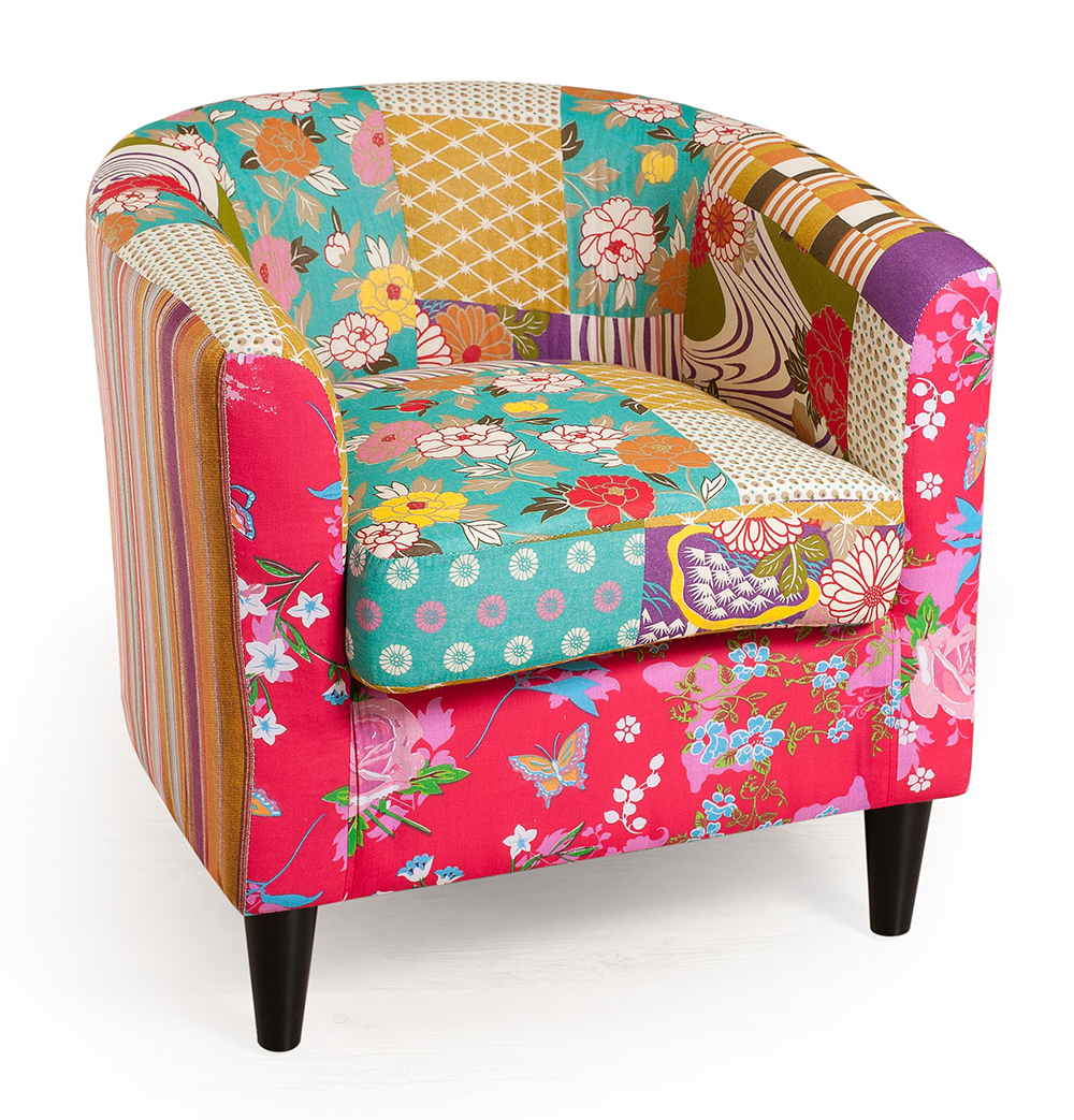 Fauteuil cabriolet patchwork tissu BOHEME 63X63X63cm | Fauteuils | Pier ...