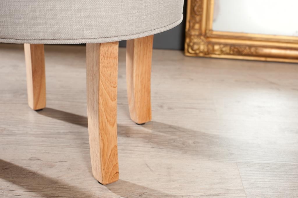 Tabouret bas rond avec dossier couleur lin 48x52x57cm PASTEL ...