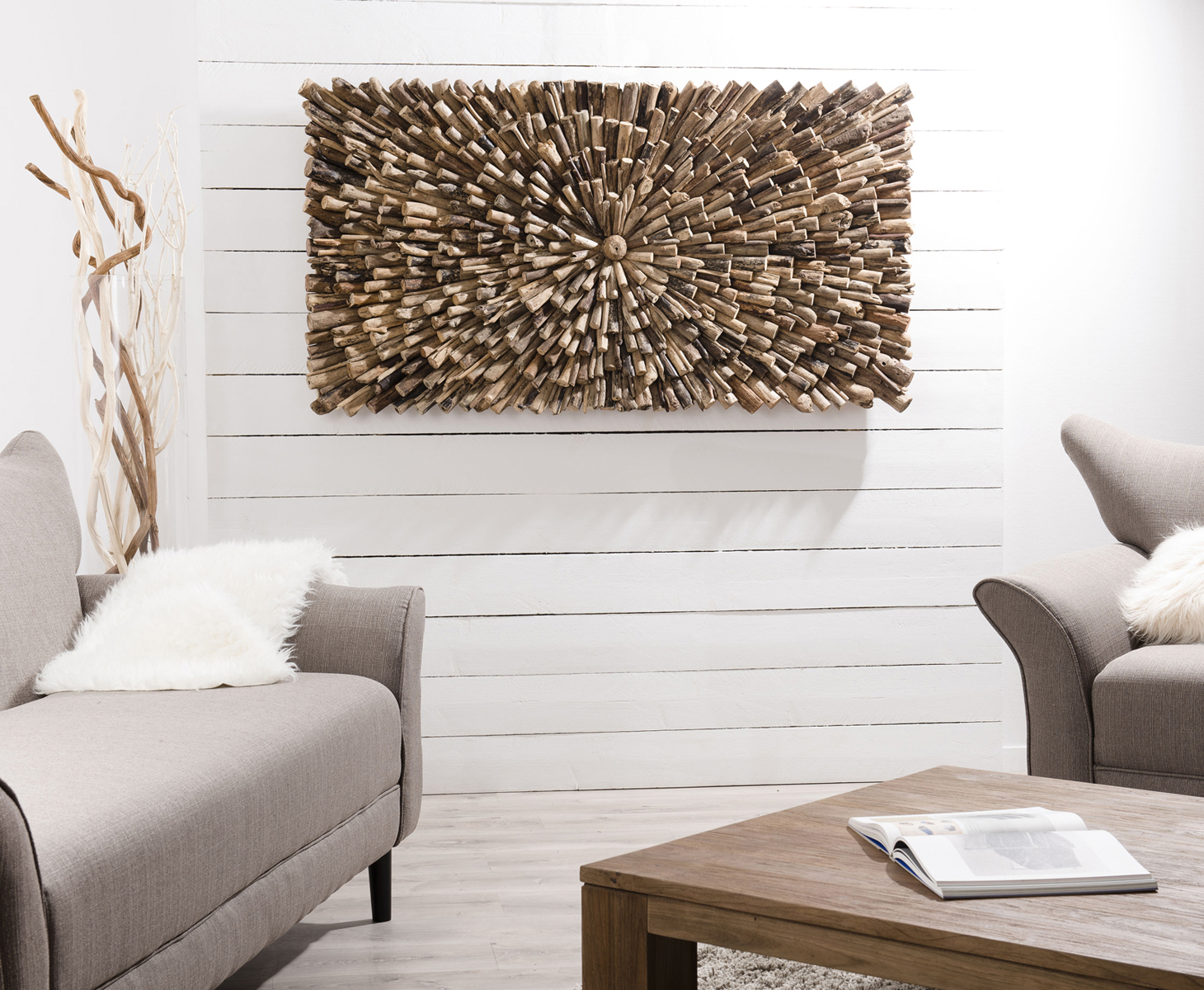 Décoration murale en Teck "bois flotté" modèle n°3 150x80x10cm POLO ...