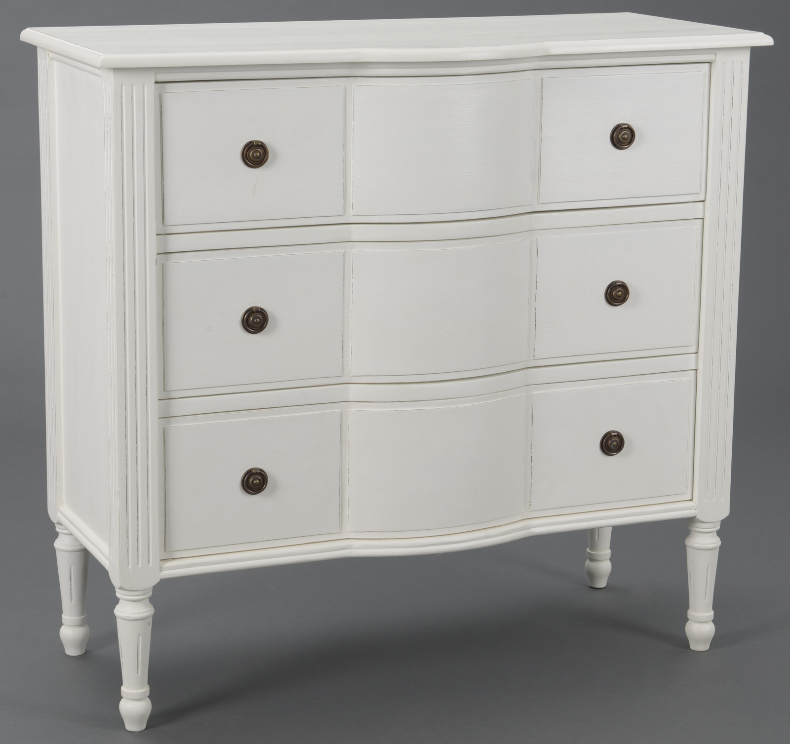 Commode Classique Chic 3 tiroirs AGATHE L 90 X P 40 X H 85 Blanc ...