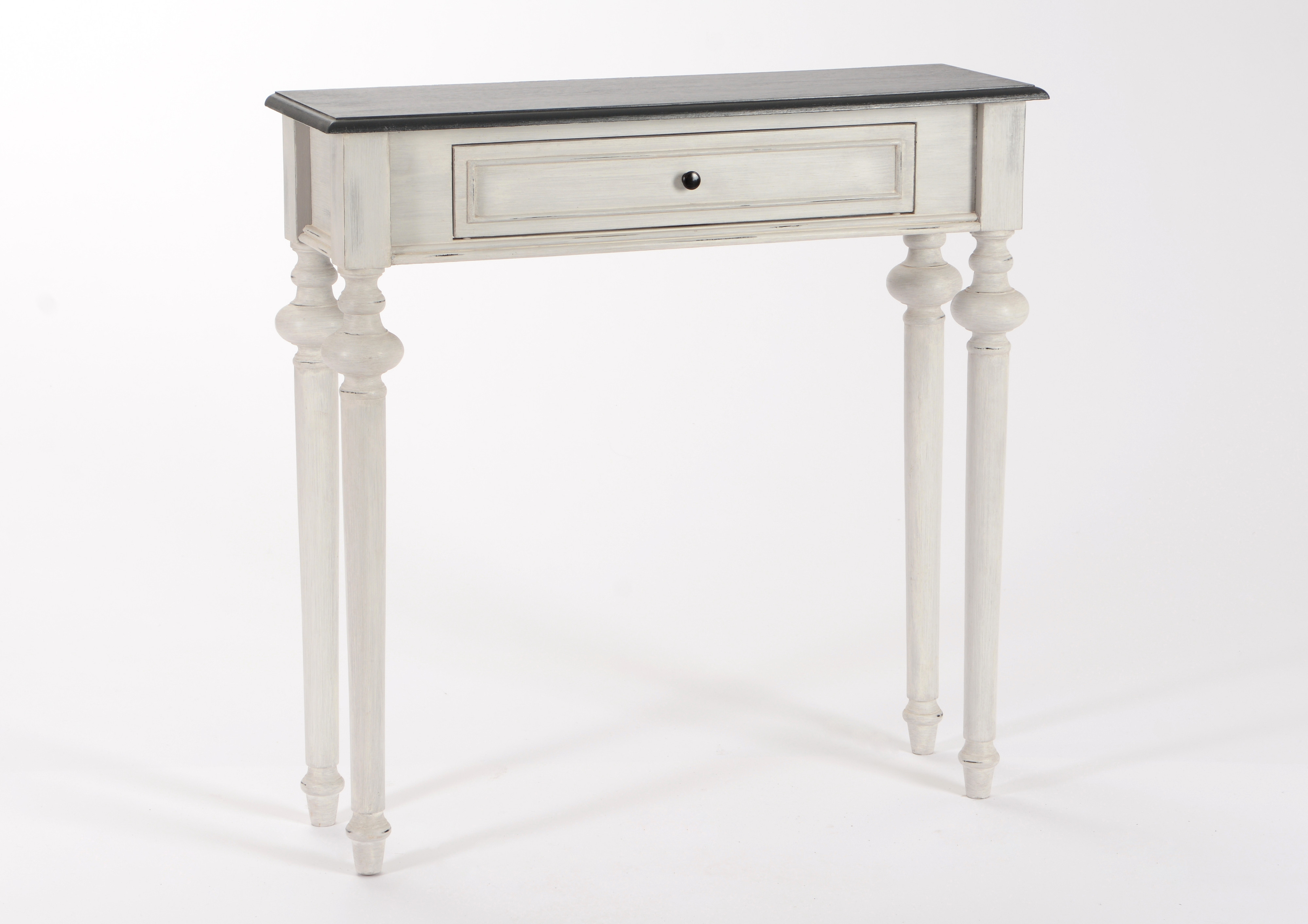 Console Baroque 1 tiroir HERITAGE bois blanchi plateau anthracite ...