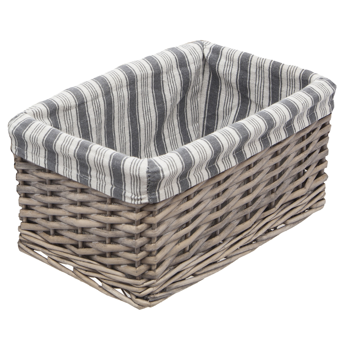 Lot de 4 paniers en osier naturel avec tissu rayures blanches et grises ...