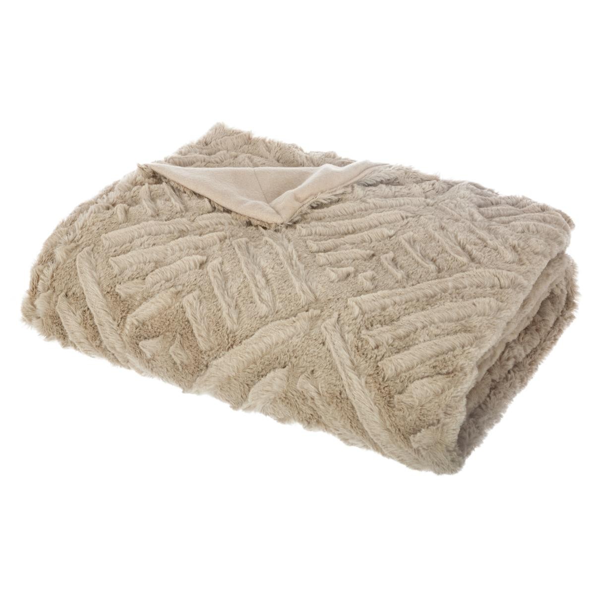 Plaid graphique beige 120x160cm | Plaids / Jetés | Pier Import