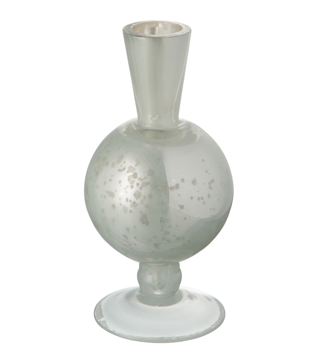 Vase soliflore sur pied forme boule en verre blanc nacré 9X9X16cm ...