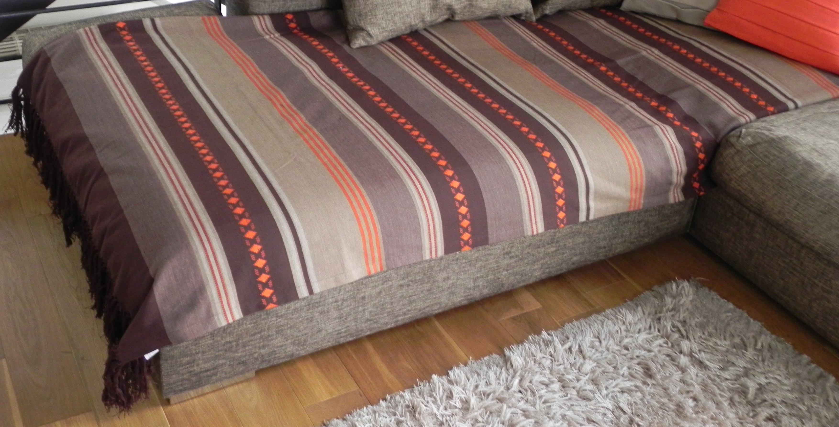 Jetée de canapé coton inca chocolat orange, écru 200x240cm | Plaids ...