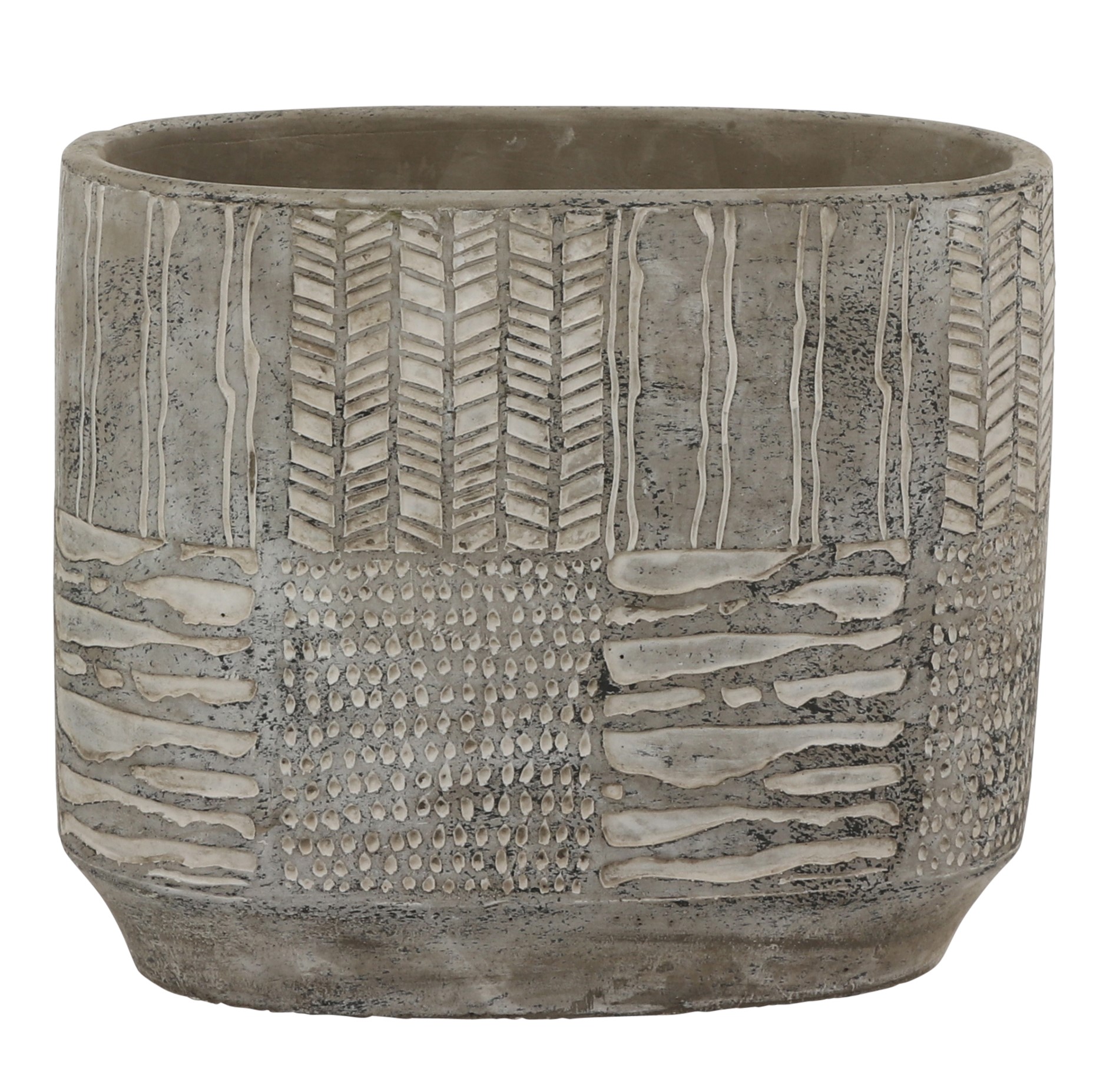 Cache-pot ovale en ciment gris | Caches-pots | Pier Import