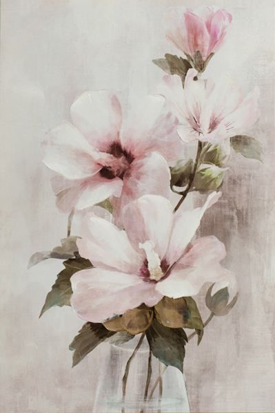 Tableau de fleurs roses fond gris | Tableaux / Toiles | Pier Import