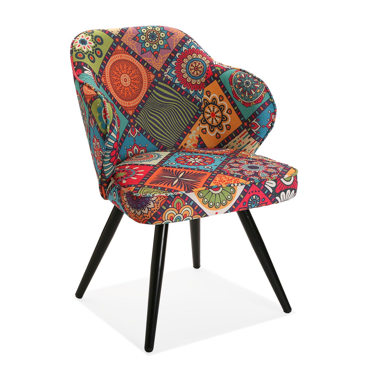 Fauteuil scandinave patchwork carreaux MADRID | Fauteuils patchwork ...