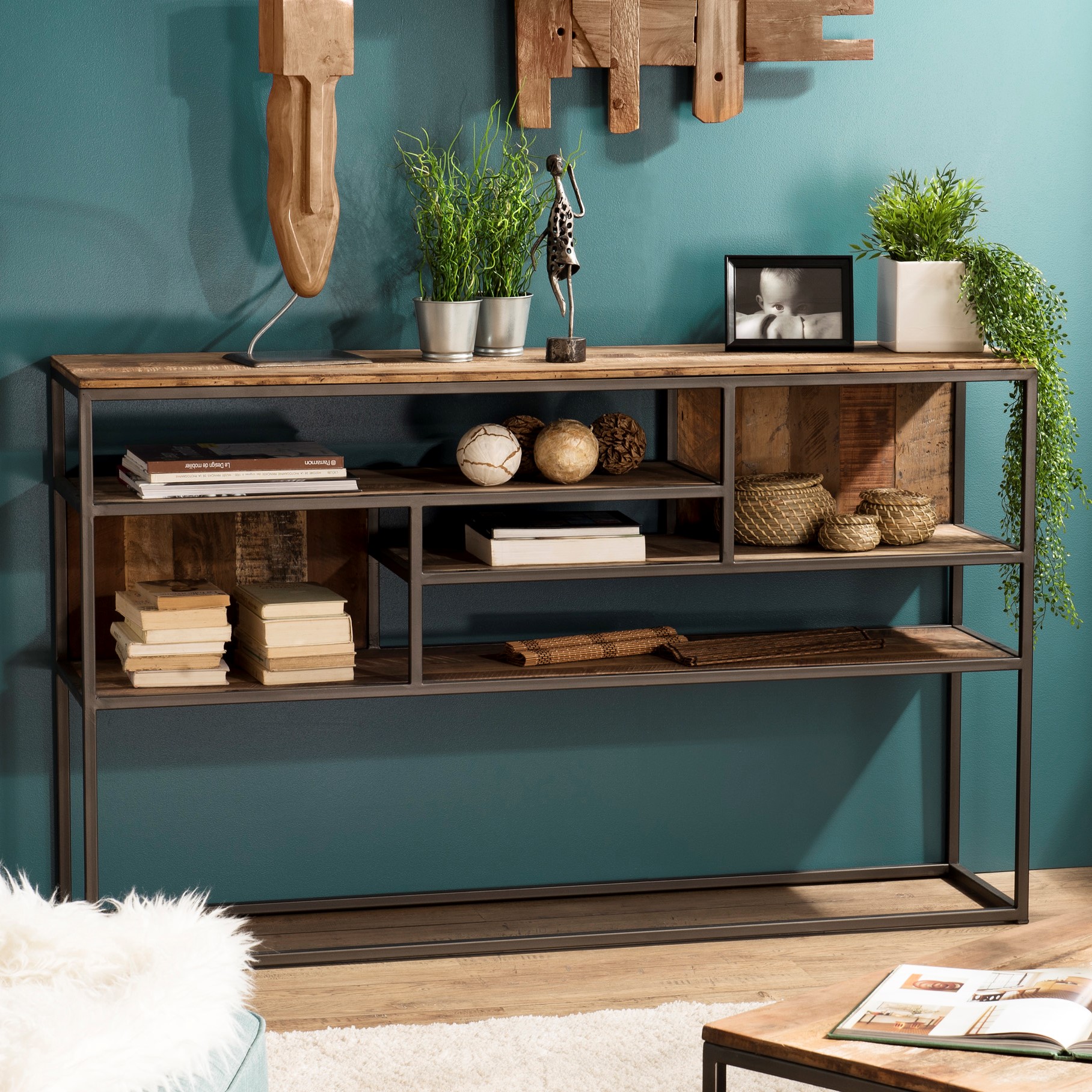 Console industrielle teck recyclé SWING | Consoles | Pier Import