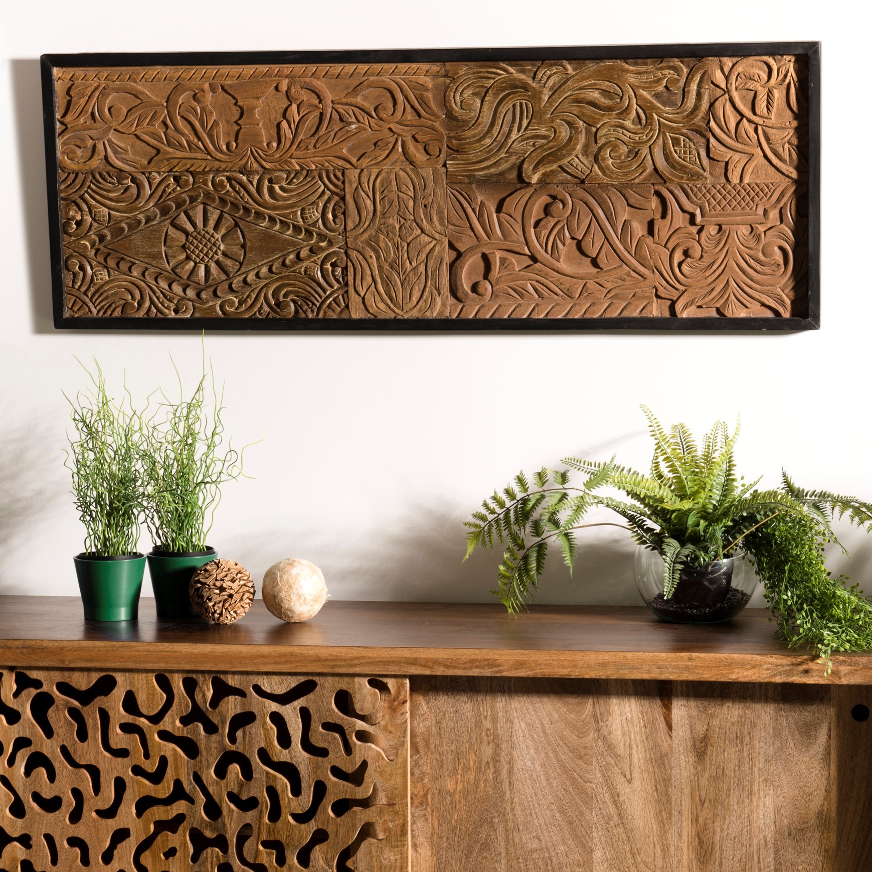 Décoration murale bois de teck recyclé motifs OTTAWA | Décorations ...