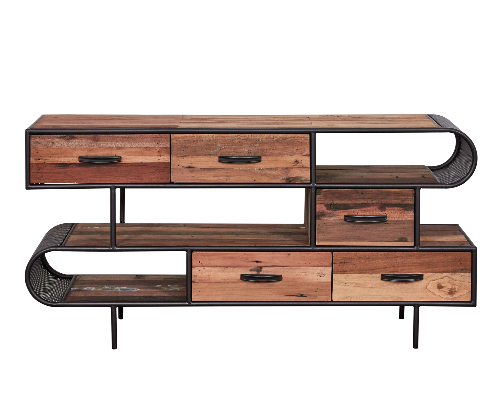 Meuble console destructuré 5 tiroirs bois recyclé DRAKKAR | Consoles ...