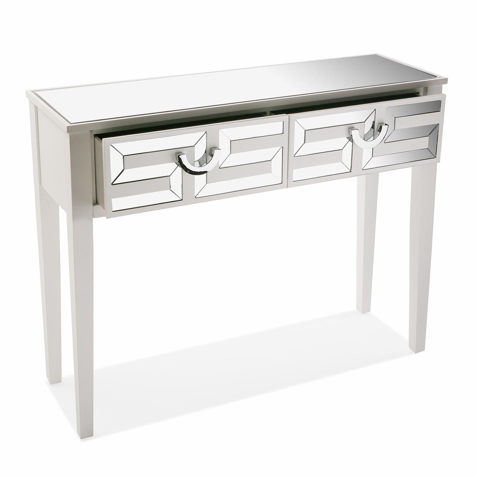 Console blanche 2 tiroirs miroir ART DECO | Consoles | Pier Import