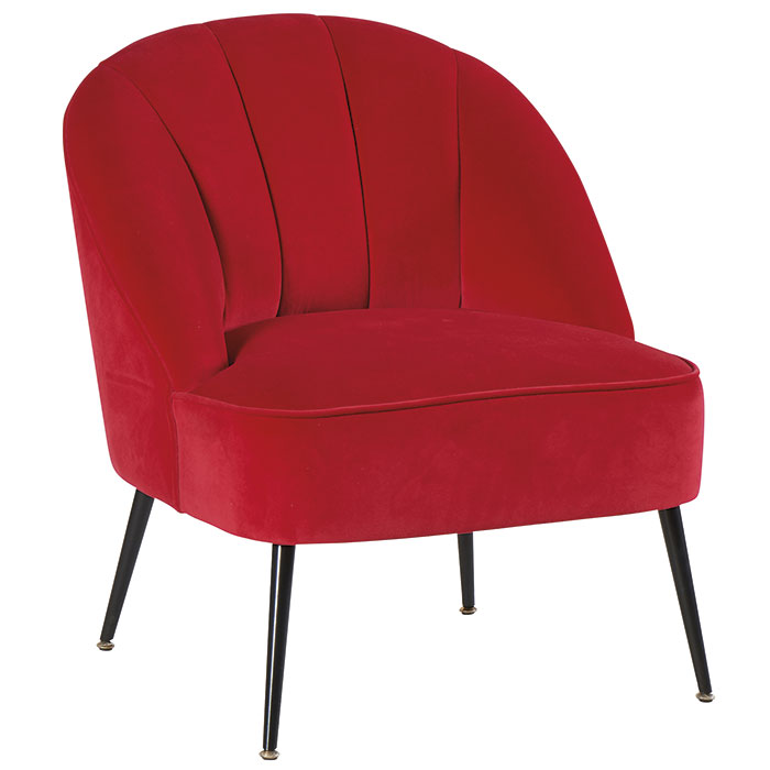 Fauteuil en velours rouge dossier rond MALMOE | Fauteuils | Pier Import