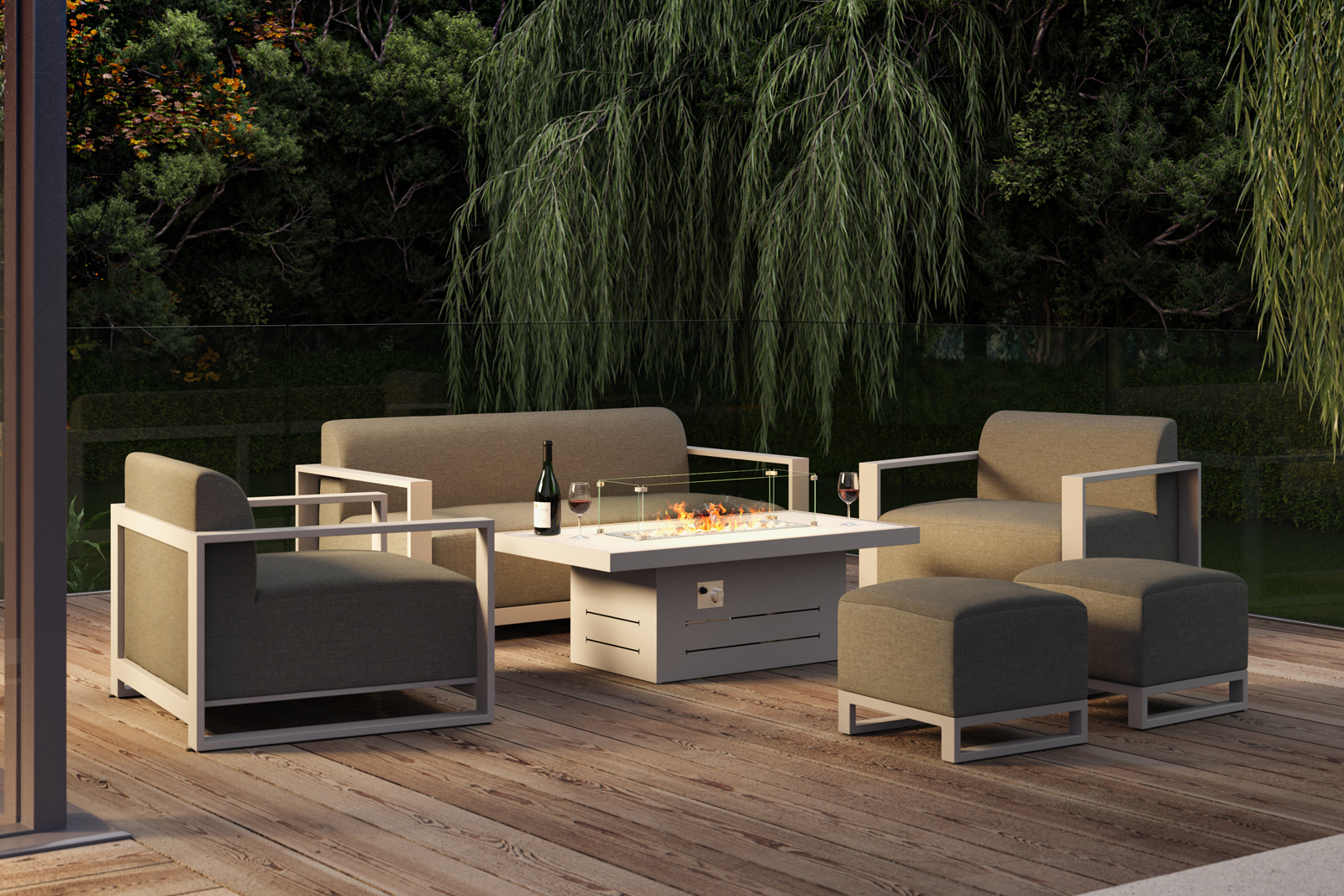 Brasero table basse en aluminium blanc et motifs graphiques MAJORQUE ...