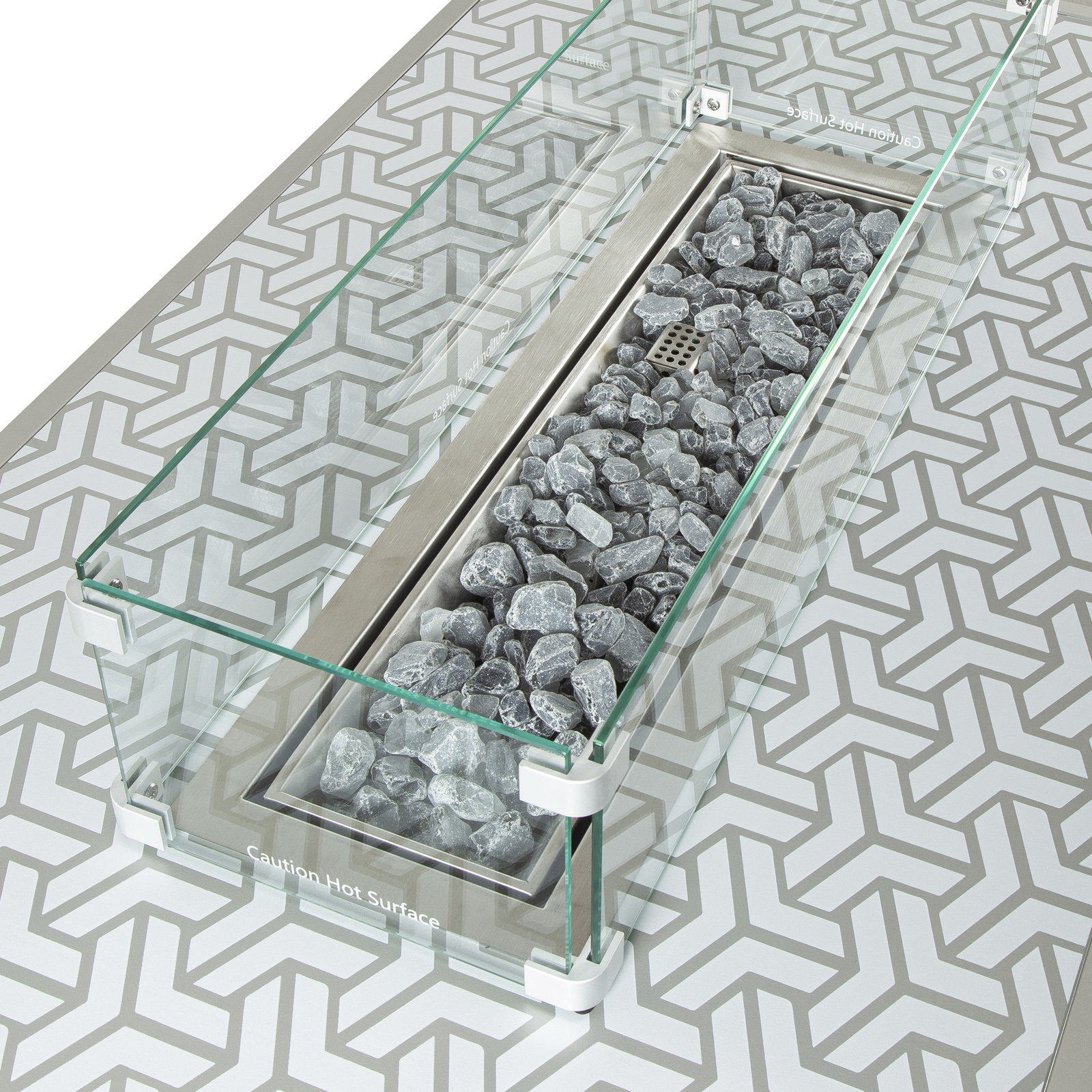 Brasero table basse en aluminium gris et motifs graphiques LANZAROTE ...