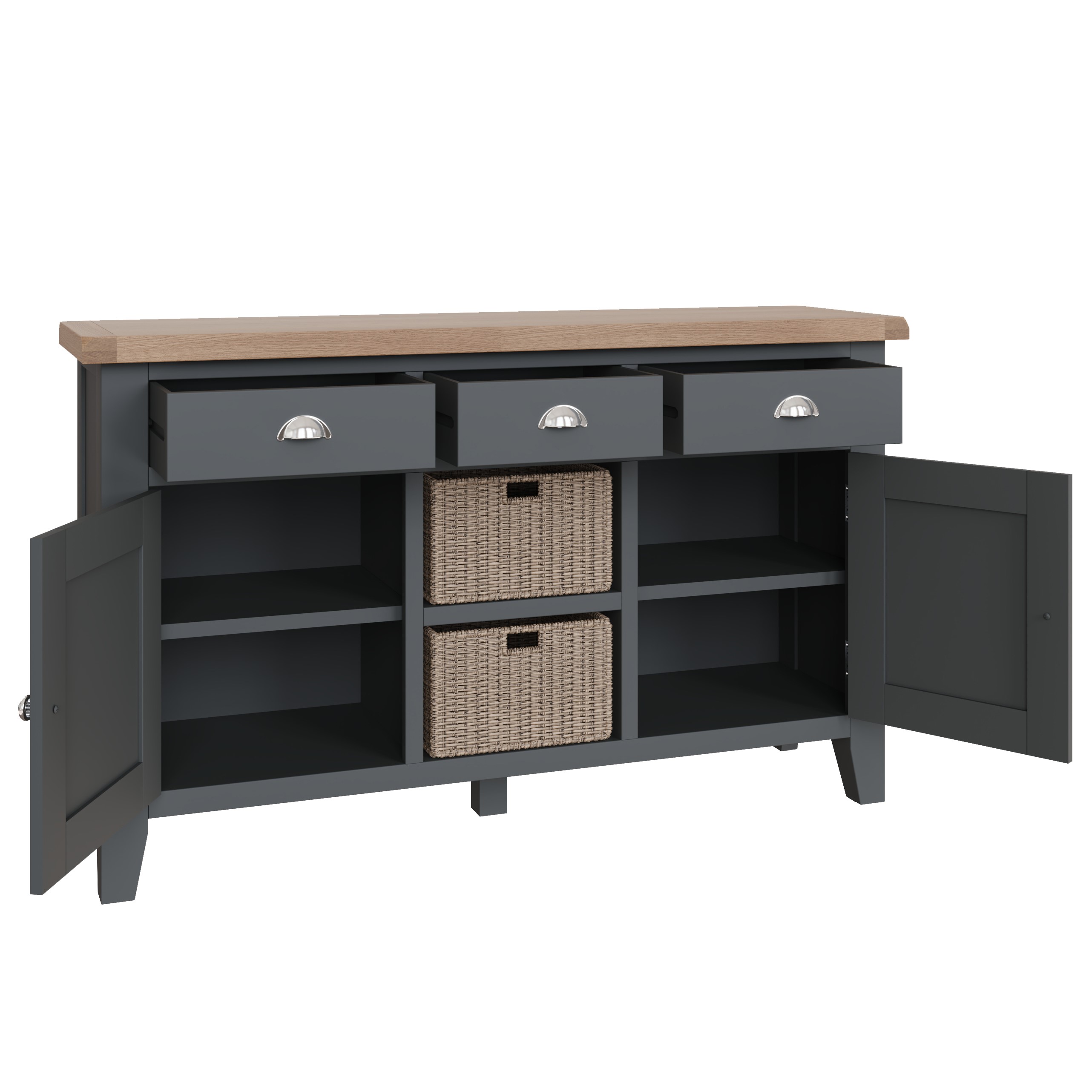 Buffet en bois finition charbon 2 paniers COVENTRY | Buffets / Bahuts ...