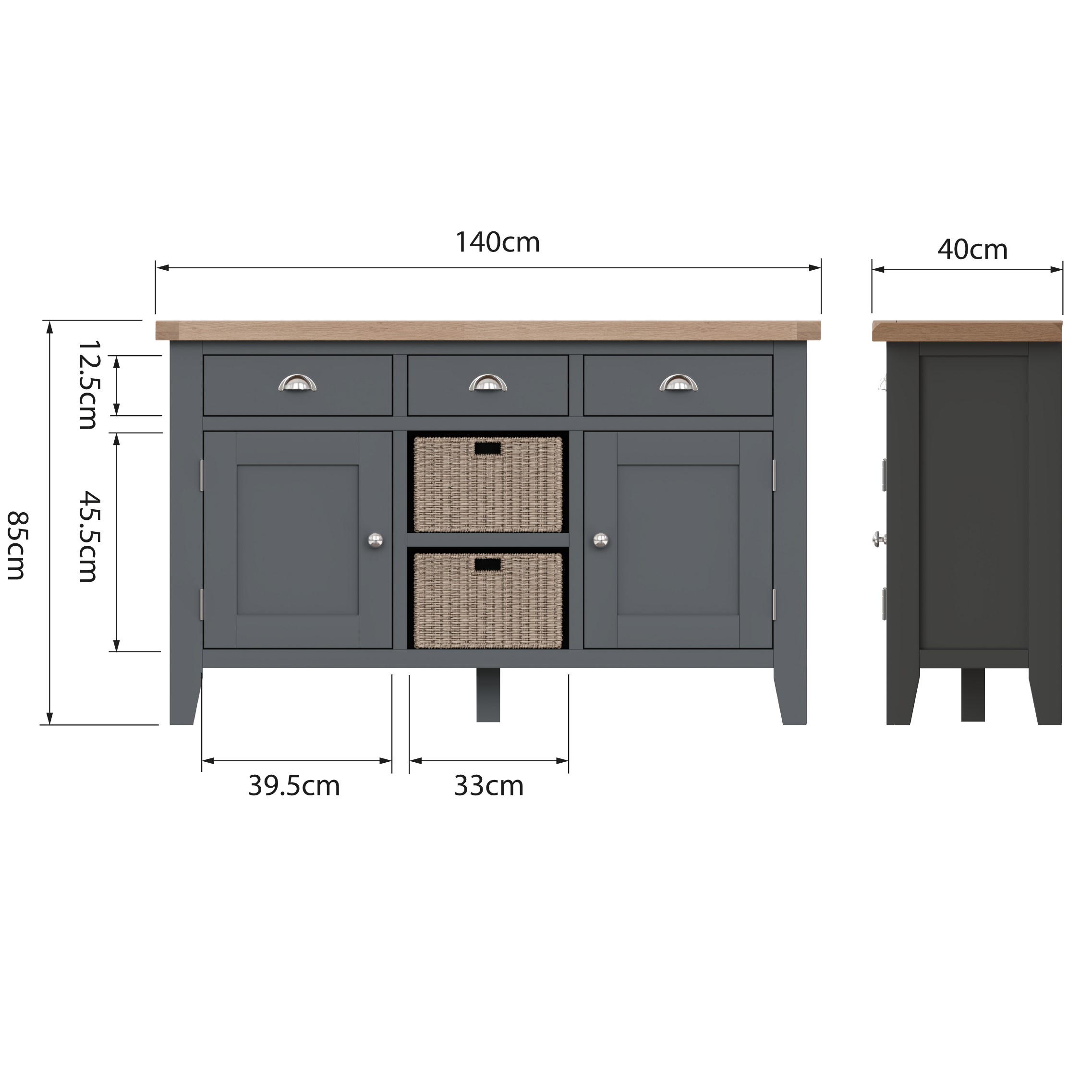 Buffet en bois finition charbon 2 paniers COVENTRY | Buffets / Bahuts ...