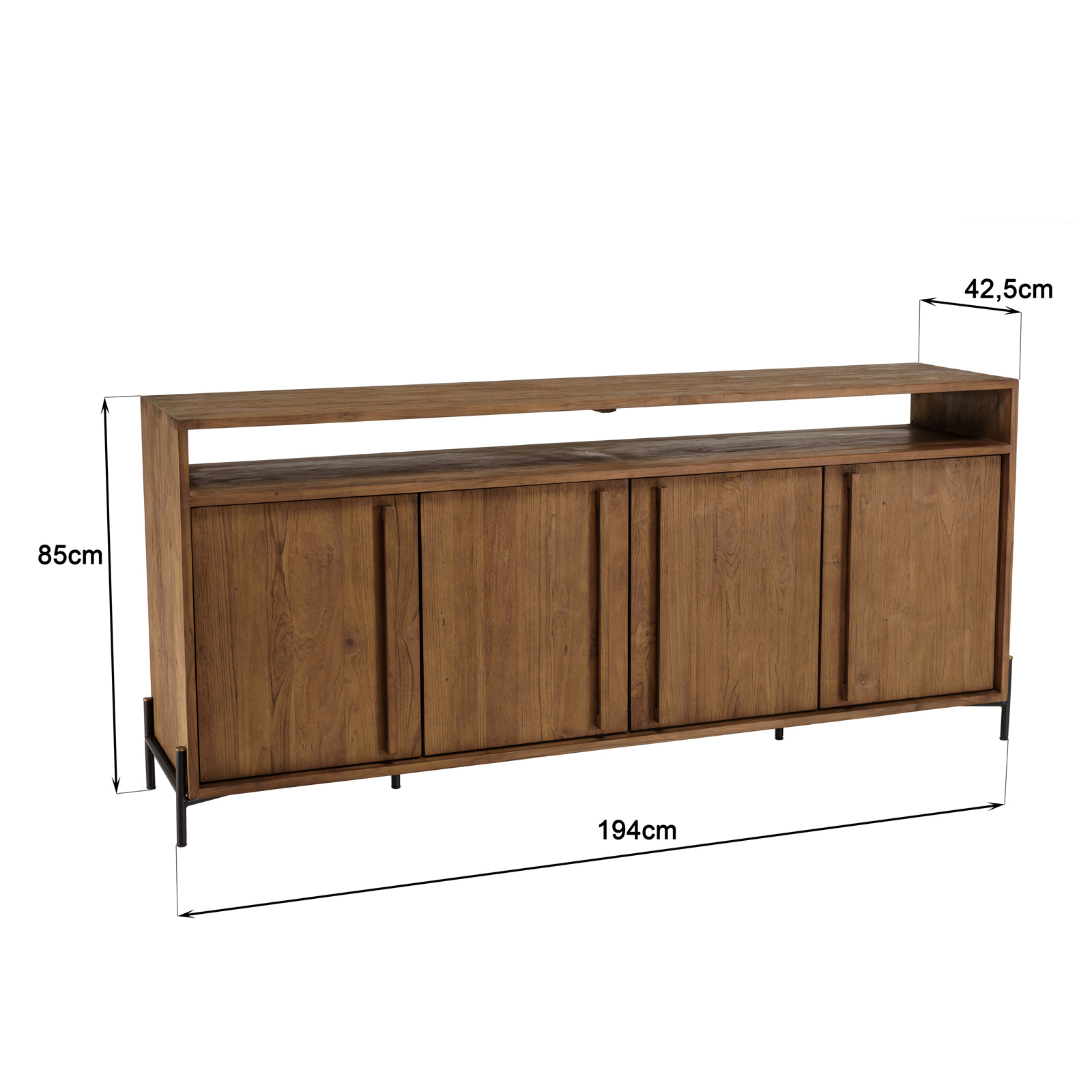 Buffet enfilade 4 portes en teck recyclé massif 194 cm SWING | Buffets ...