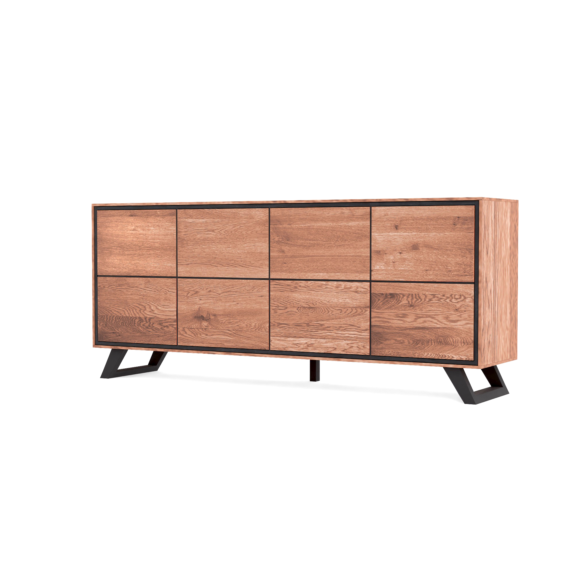 Buffet enfilade bois de chêne huilé 4 portes PALERME | Buffets / Bahuts ...