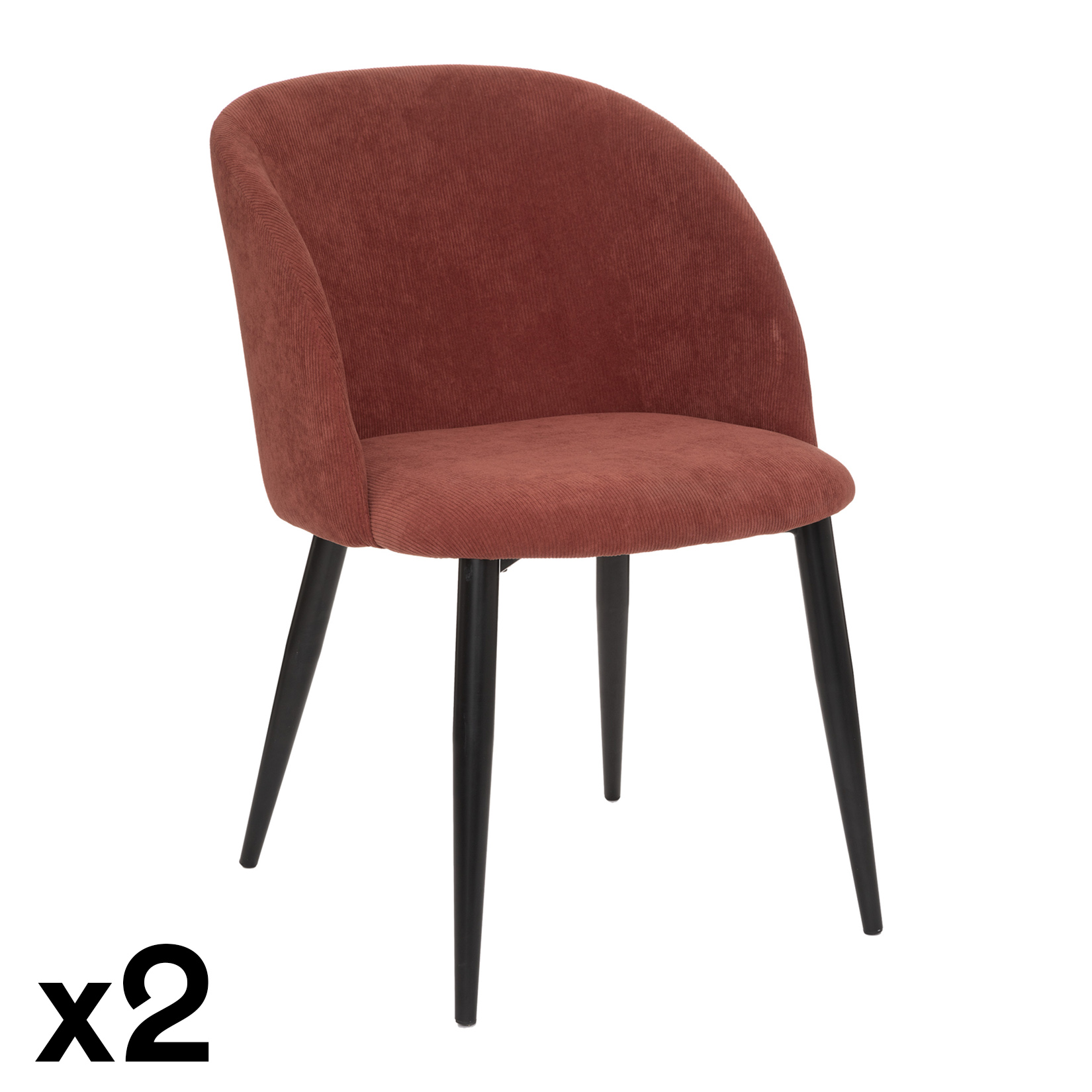 Chaise en velours terracotta dossier arrondi (lot de 2) | Chaises ...