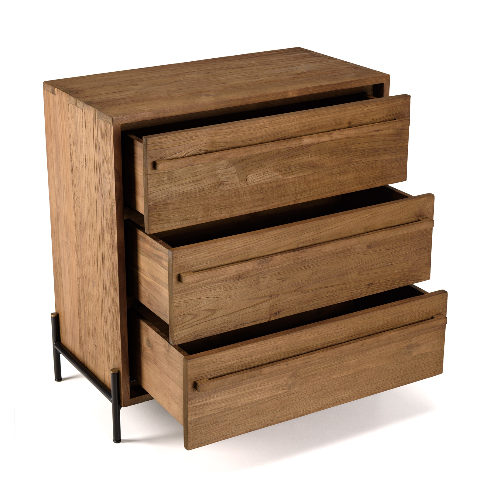 Commode 3 tiroirs en teck recyclé massif 84 cm SWING | Commodes | Pier ...