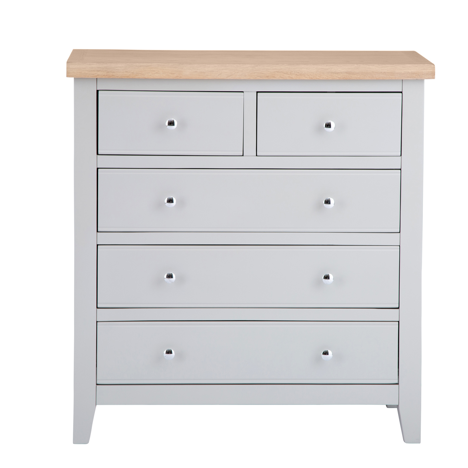 Commode grise en bois de chêne 5 tiroirs PAROS | Commodes | Pier Import