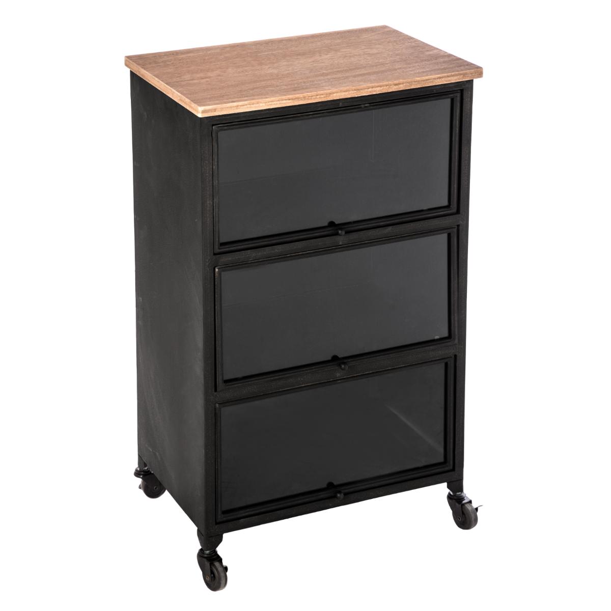 Commode métal noir 3 tiroirs | Commodes | Pier Import