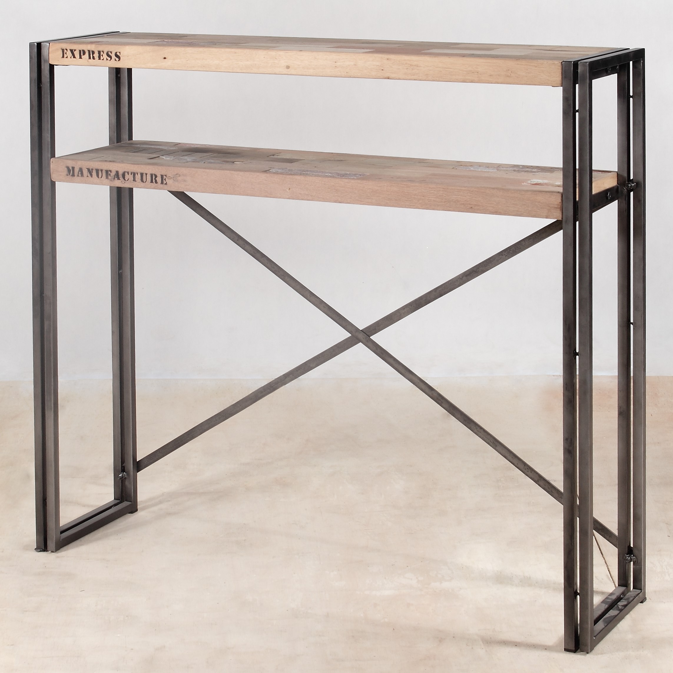 Console bois recyclé 2 plateaux 120x30 CARAVELLE | Consoles | Pier Import