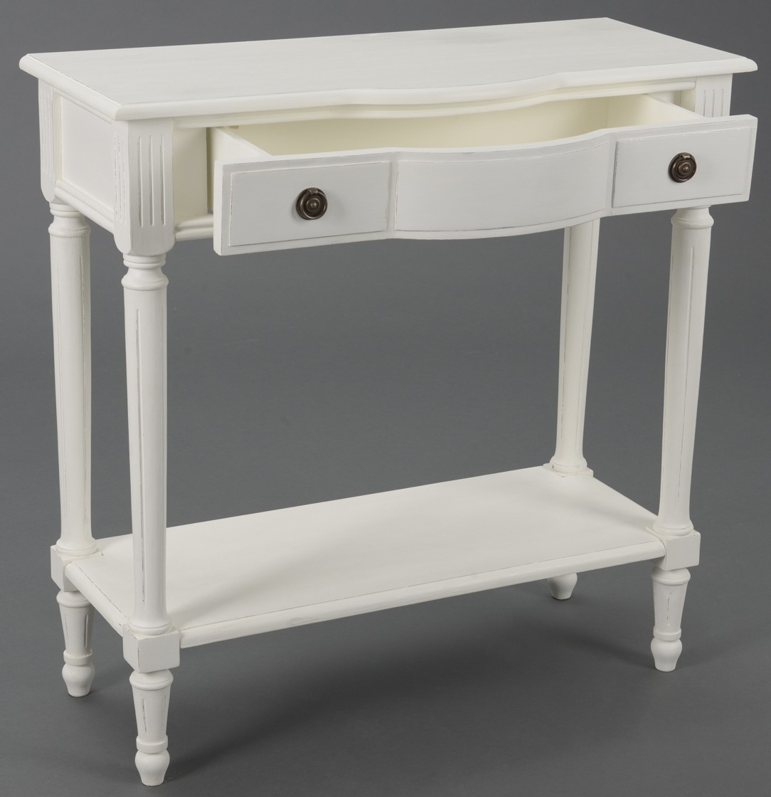 Console Classique Chic 1 tiroir AGATHE L 80 X P 35 X H 80 Blanc Antique ...