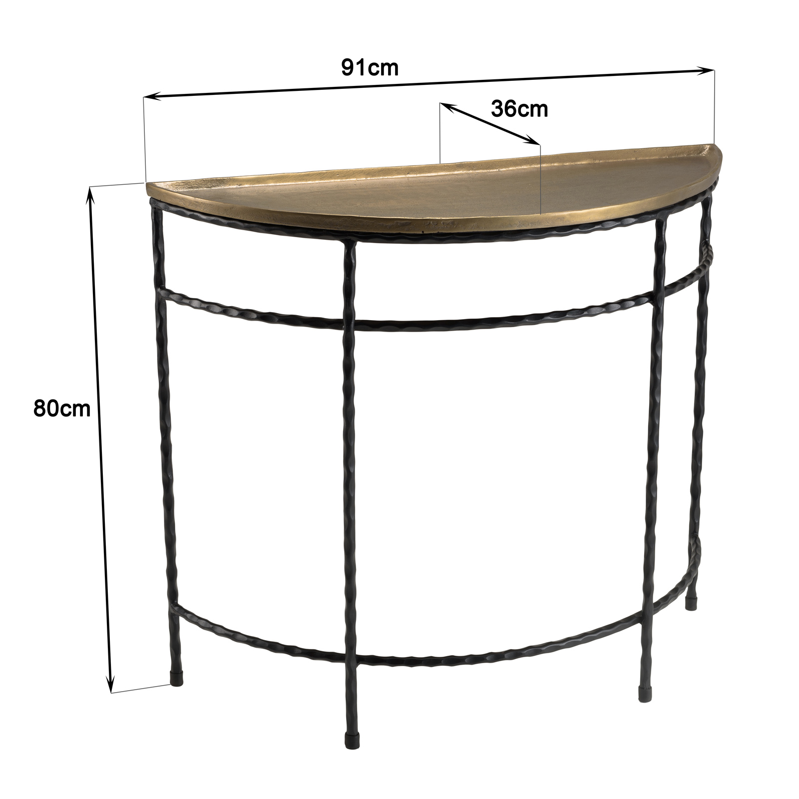 Console demi-lune en métal noir et doré ZALA | Consoles | Pier Import