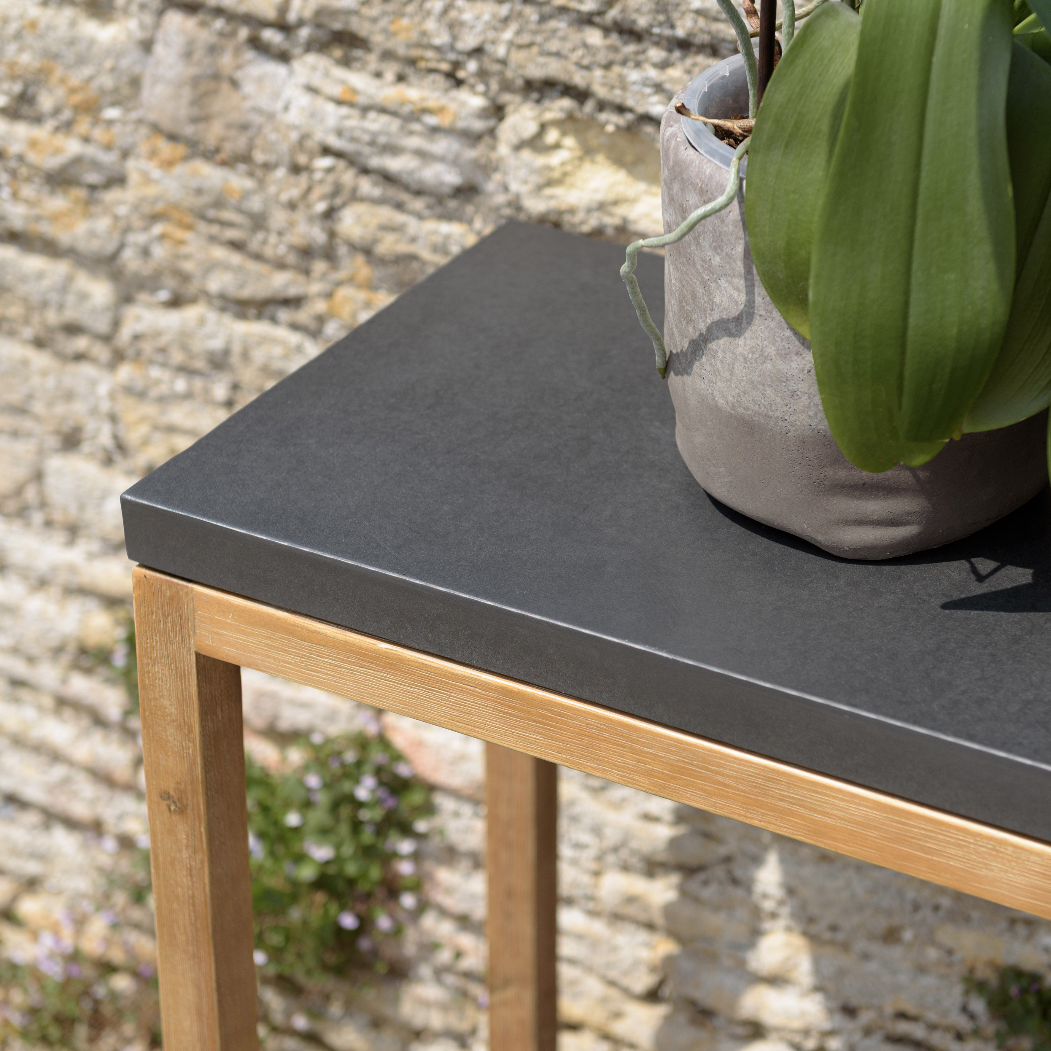Console pour jardin bois et résine effet béton 95,5 cm HERCULE | Tables ...