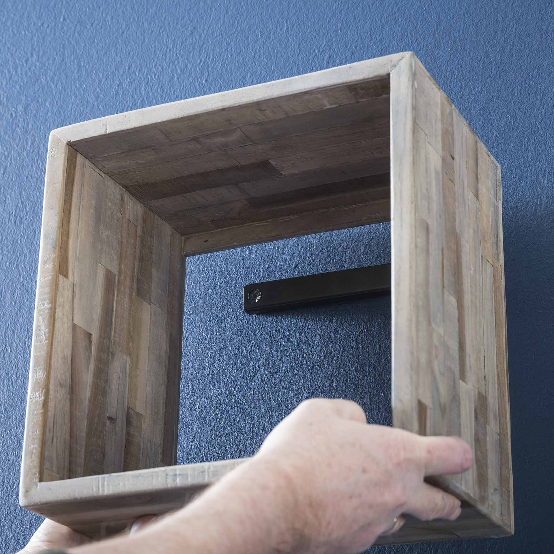 Etagère cube verticale bois de teck recyclé finition vieillie 100 cm ...