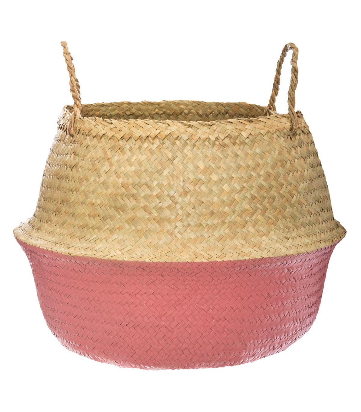 Panier à anses en roseau bicolore tons rose M2 | Paniers / Boîtes de ...