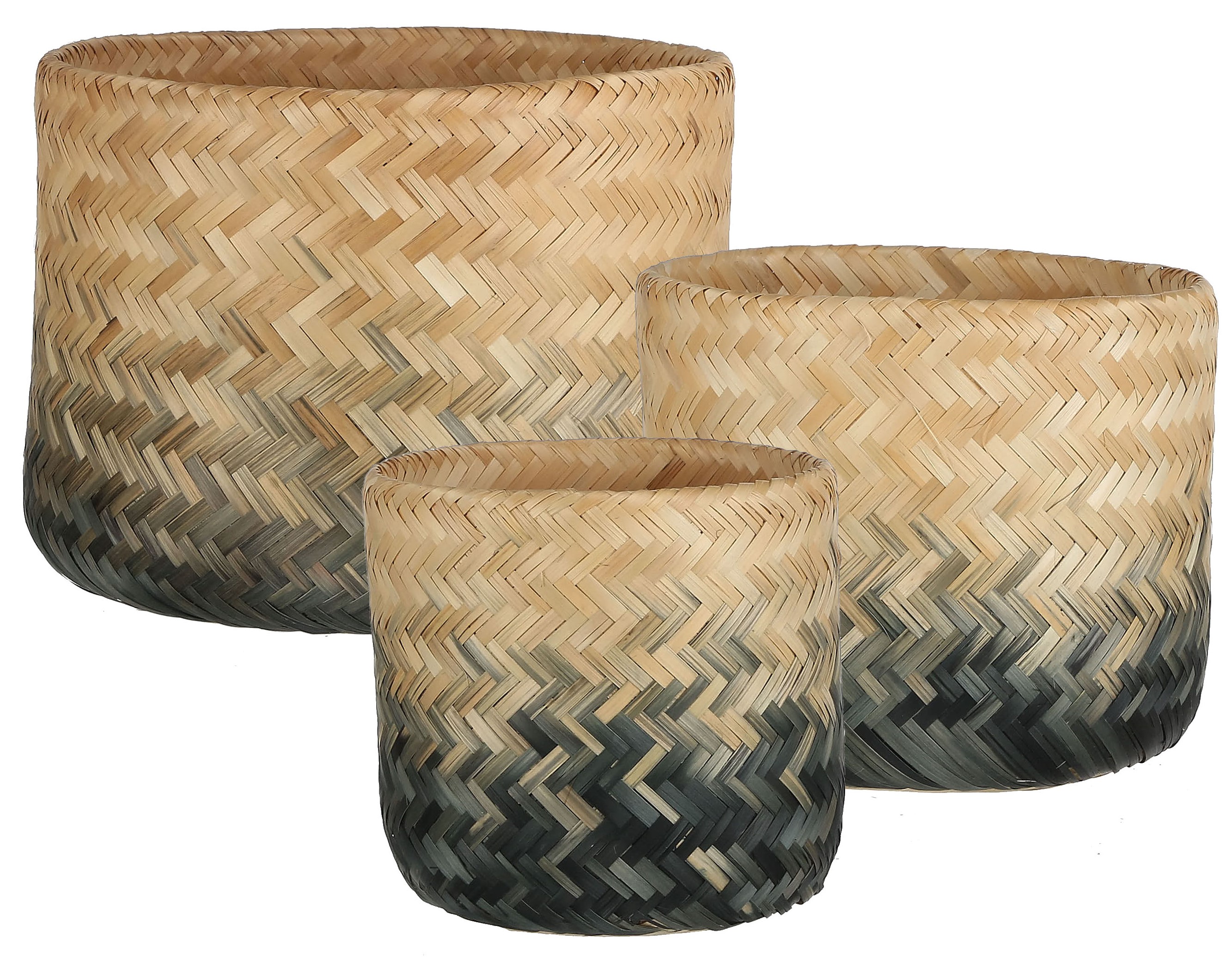 Panier rond 24 cm en osier naturel et gris | Paniers / Boîtes de ...