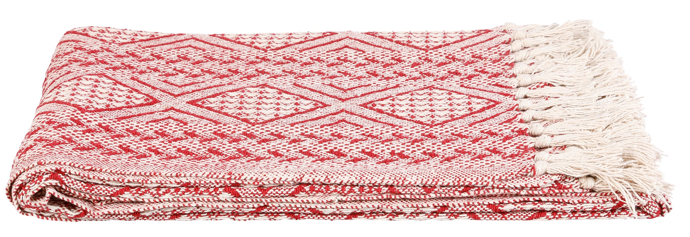 Plaid rouge à franges 170 x 130 cm | Décorations de Noël | Pier Import