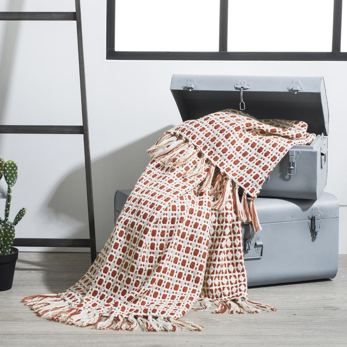 Plaid rouge carreaux réf. 30022050 | Plaids / Jetés | Pier Import