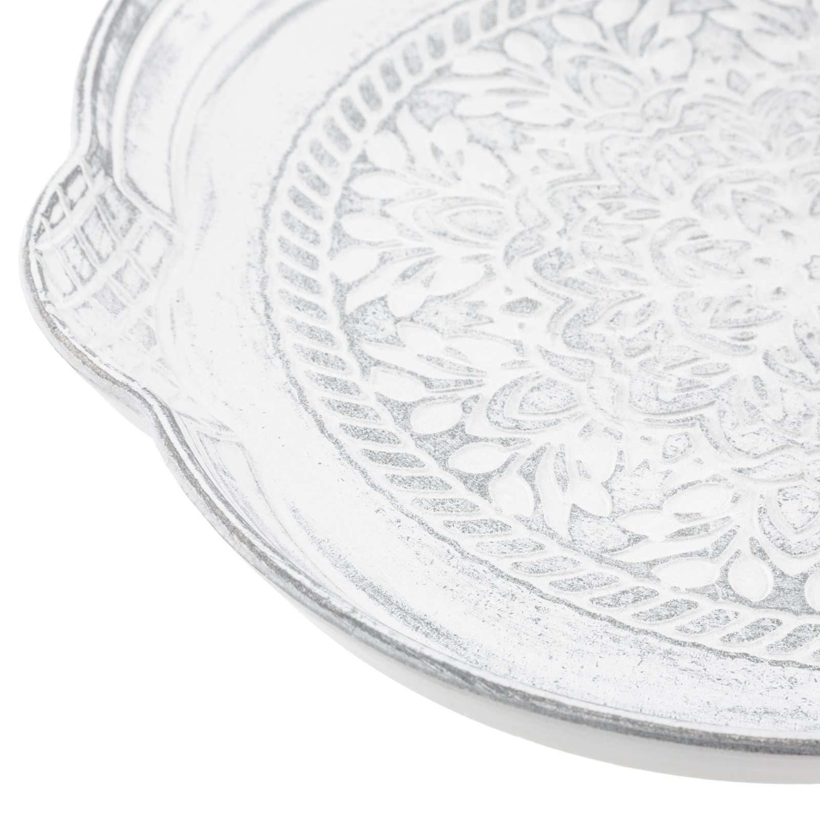 Plateau rond motif rosace en bois naturel blanchi D34cm | Plateaux ...